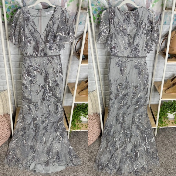 Mac Duggal | Dresses | Mac Duggal New 6798 Beaded Mesh Trumpet Gown In ...